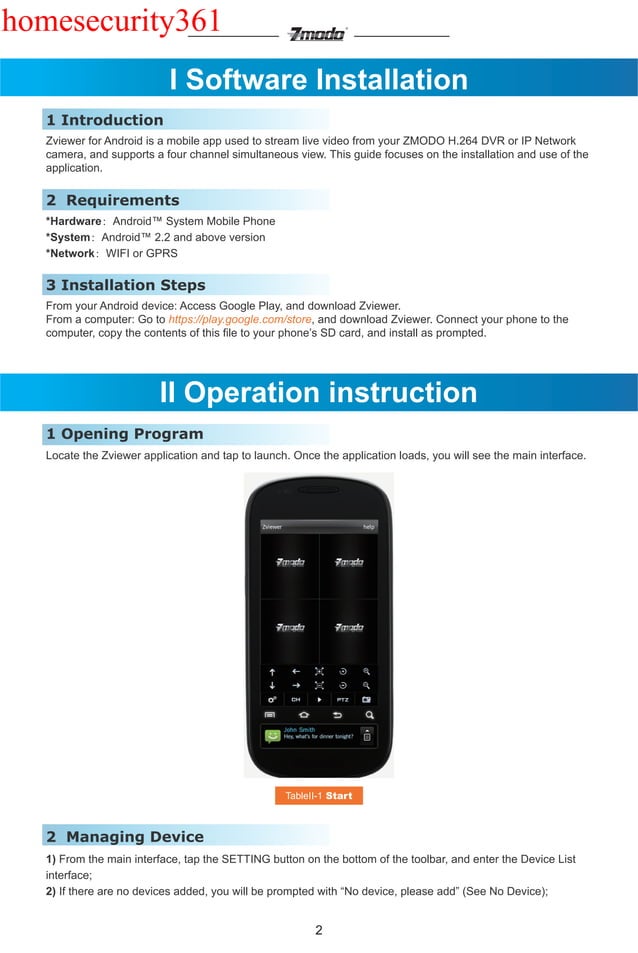 Zmodo User Manual -Zviewer for android | PDF