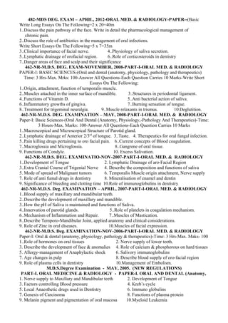 NTRUHS MDS question papers from 2002-2014 Oral medicine | DOC