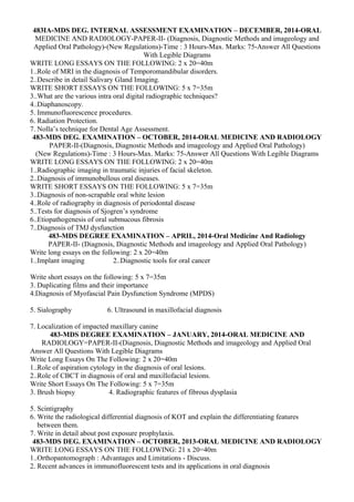 NTRUHS MDS question papers from 2002-2014 Oral medicine | DOC