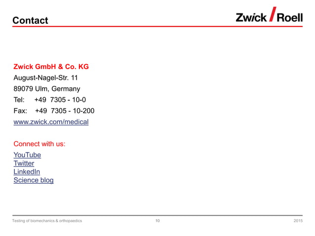 Zwick Testing Solutions for Biomechanics & Orthopaedics | PPT