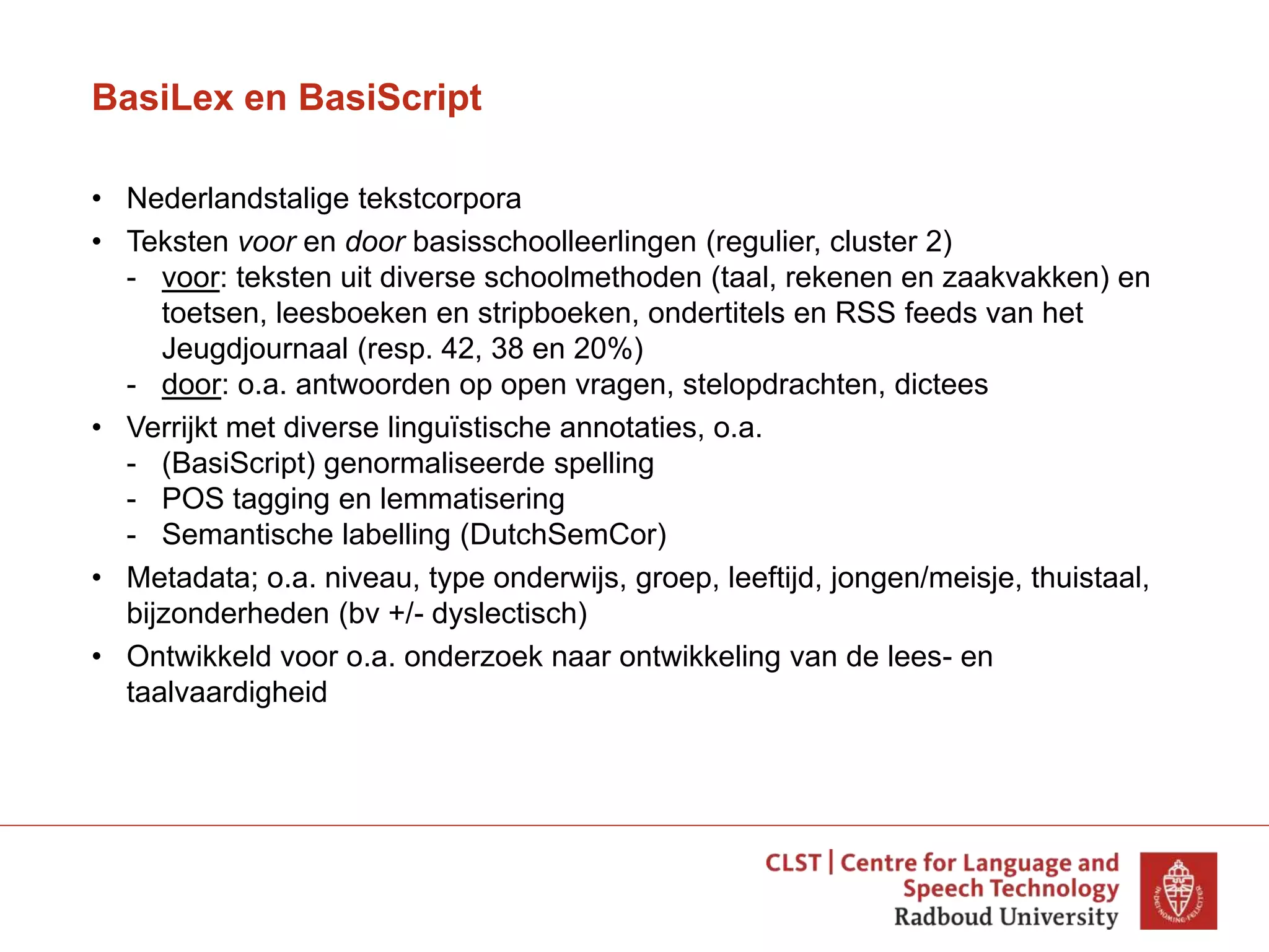 Education applications: Basilex and Basiscript | PPT