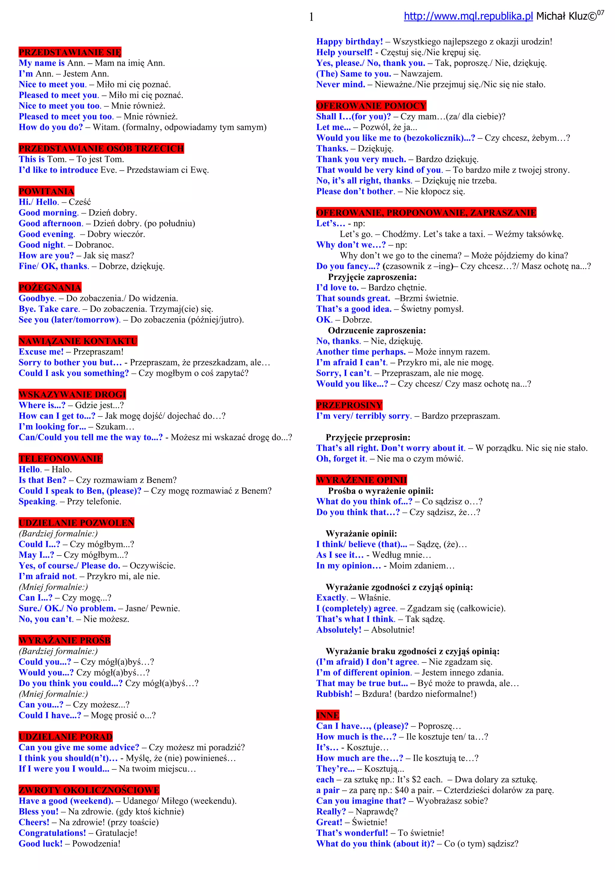 Zwroty po angielsku | PDF