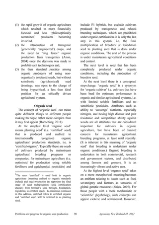 Problems and Progress for Organic Seed Production | PDF