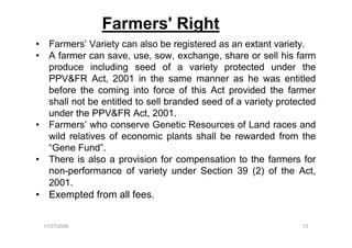 Saving of Seed by Farmers: Seed Protection | PPT