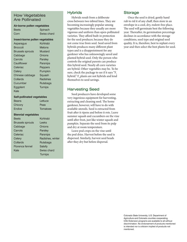 Saving Seed ~ Colorado State University | PDF