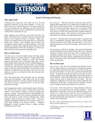 Seed Collecting and Storing ~ Univ of Illinois | PDF