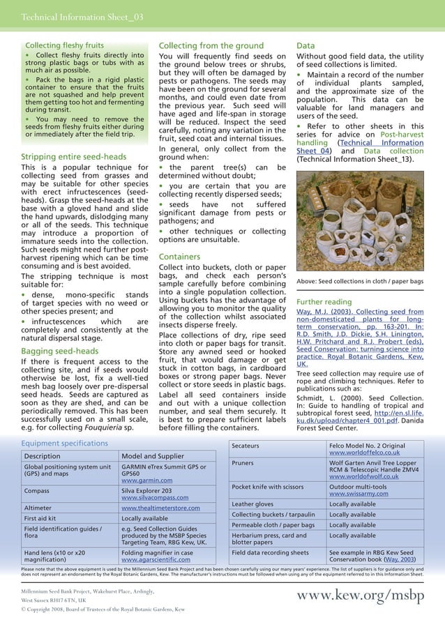 Seed Collecting Techniques ~ Royal Botanic Gardens | PDF