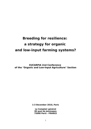 Breeding for Resilience: A Strategy for Organic and Low-Input Farming ...