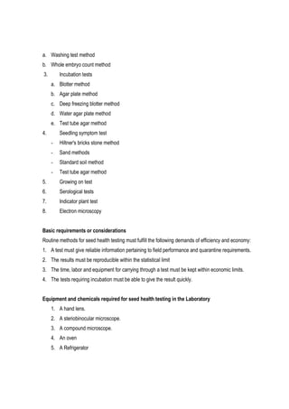 Seed Health Testing | PDF