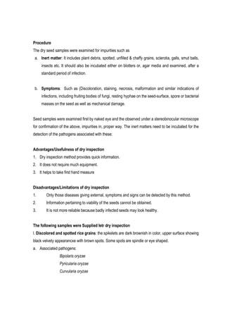 Seed Health Testing | PDF