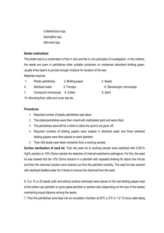Seed Health Testing | PDF