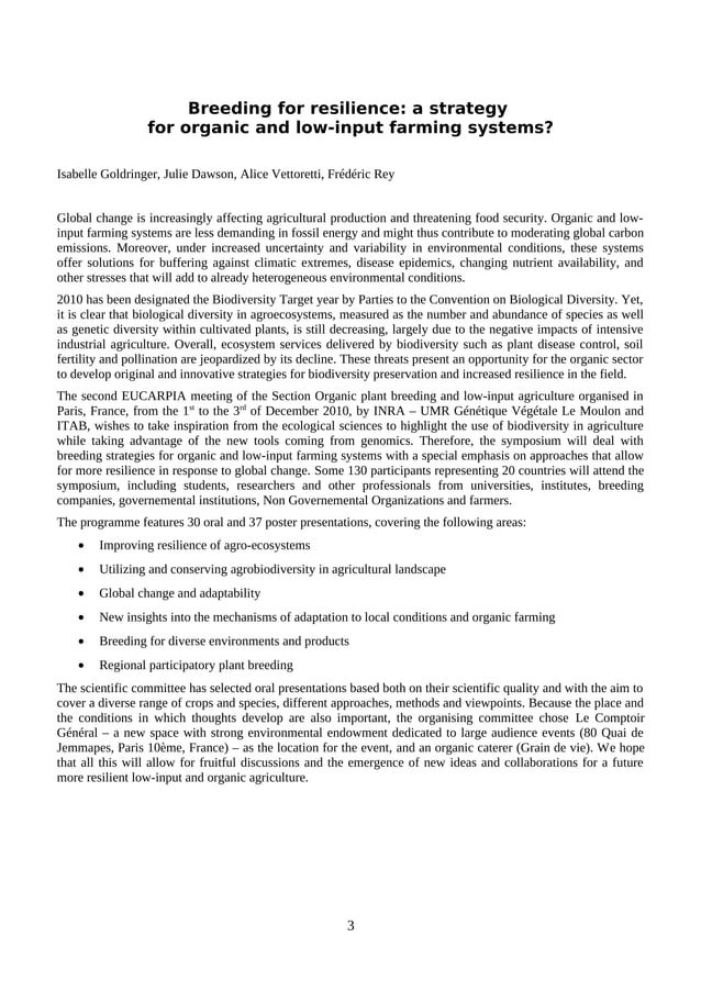 Breeding for Resilience: A Strategy for Organic and Low-Input Farming ...