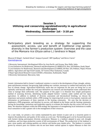 Breeding for Resilience: A Strategy for Organic and Low-Input Farming ...