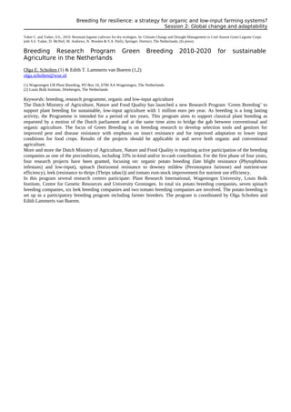 Breeding for Resilience: A Strategy for Organic and Low-Input Farming ...