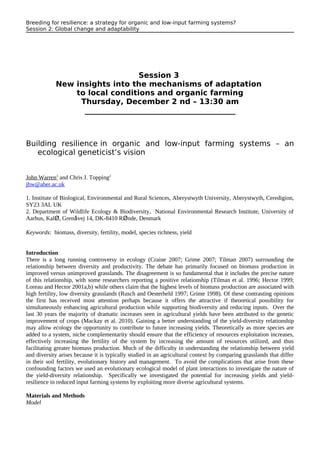 Breeding for Resilience: A Strategy for Organic and Low-Input Farming ...
