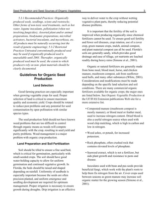 Seed Production and Seed Sources of Organic Vegetables | PDF