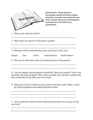 Seed Saving in the Classroom Fall Lesson Plan: Seed Savers Exchange | PDF