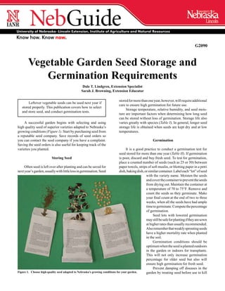 Vegetable Garden Seed Storage and Germination Requirements | PDF