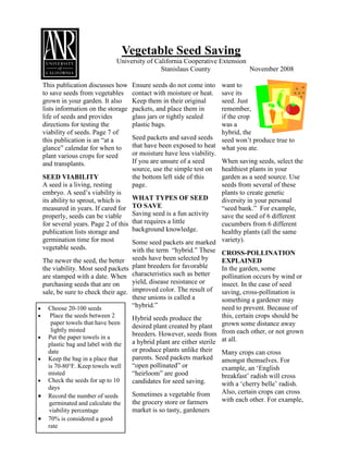Vegetable Seed Saving ~ Stanislaus County, California | PDF