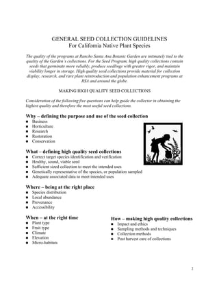General Seed Collection Guidelines for California Native Plant Species ...