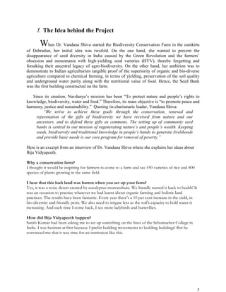 Activities of Navdanya Biodiversity Conservation Farm and Seed ...