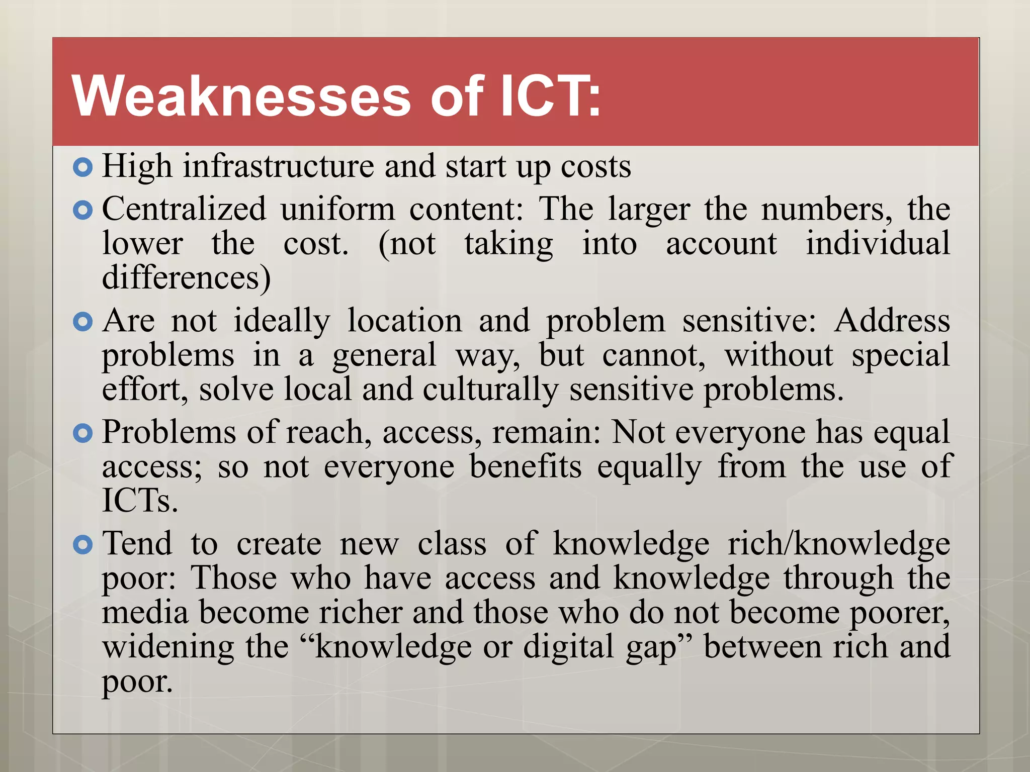 ICT concept need and scope | PPTX