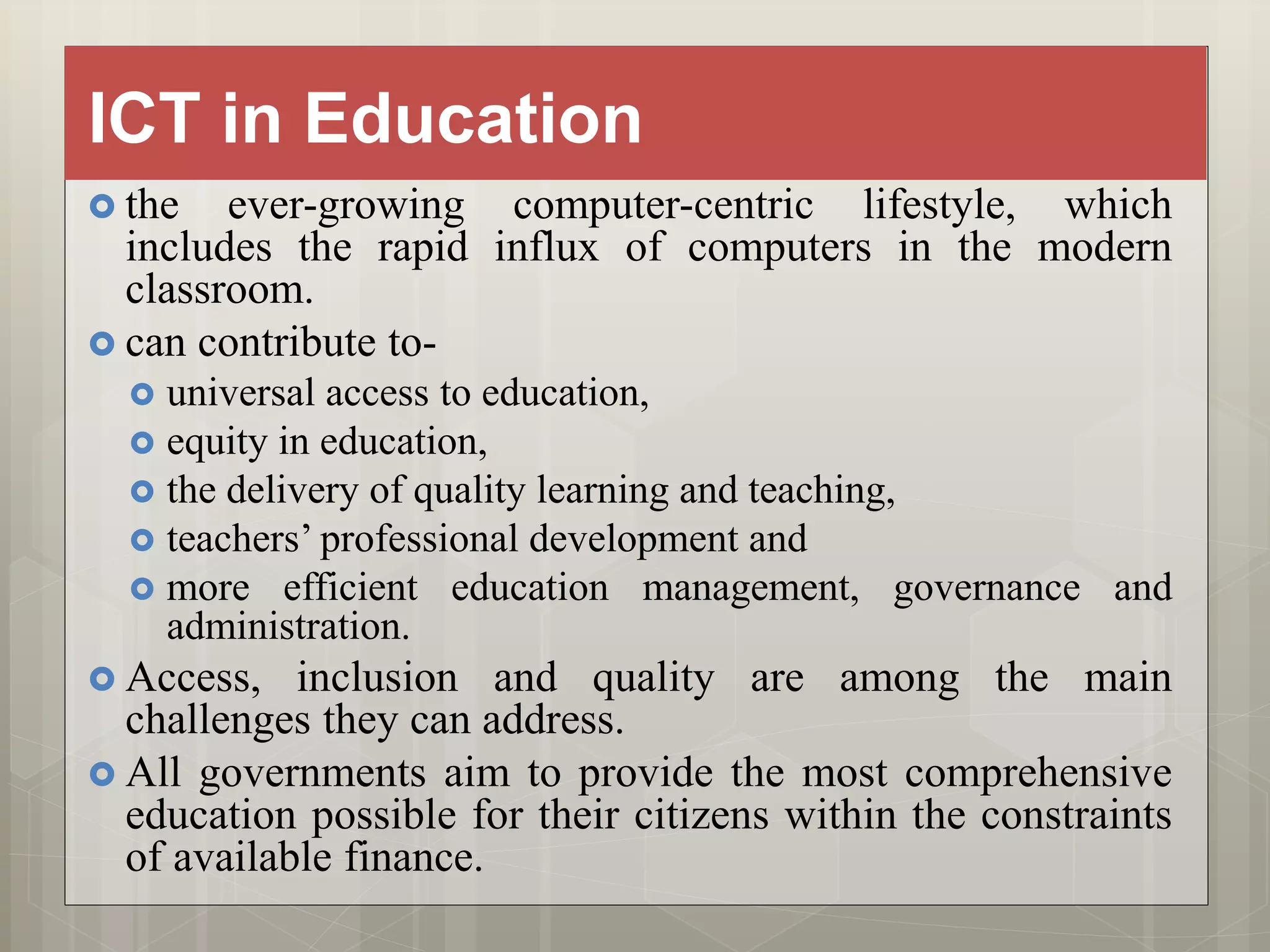 ICT concept need and scope | PPTX