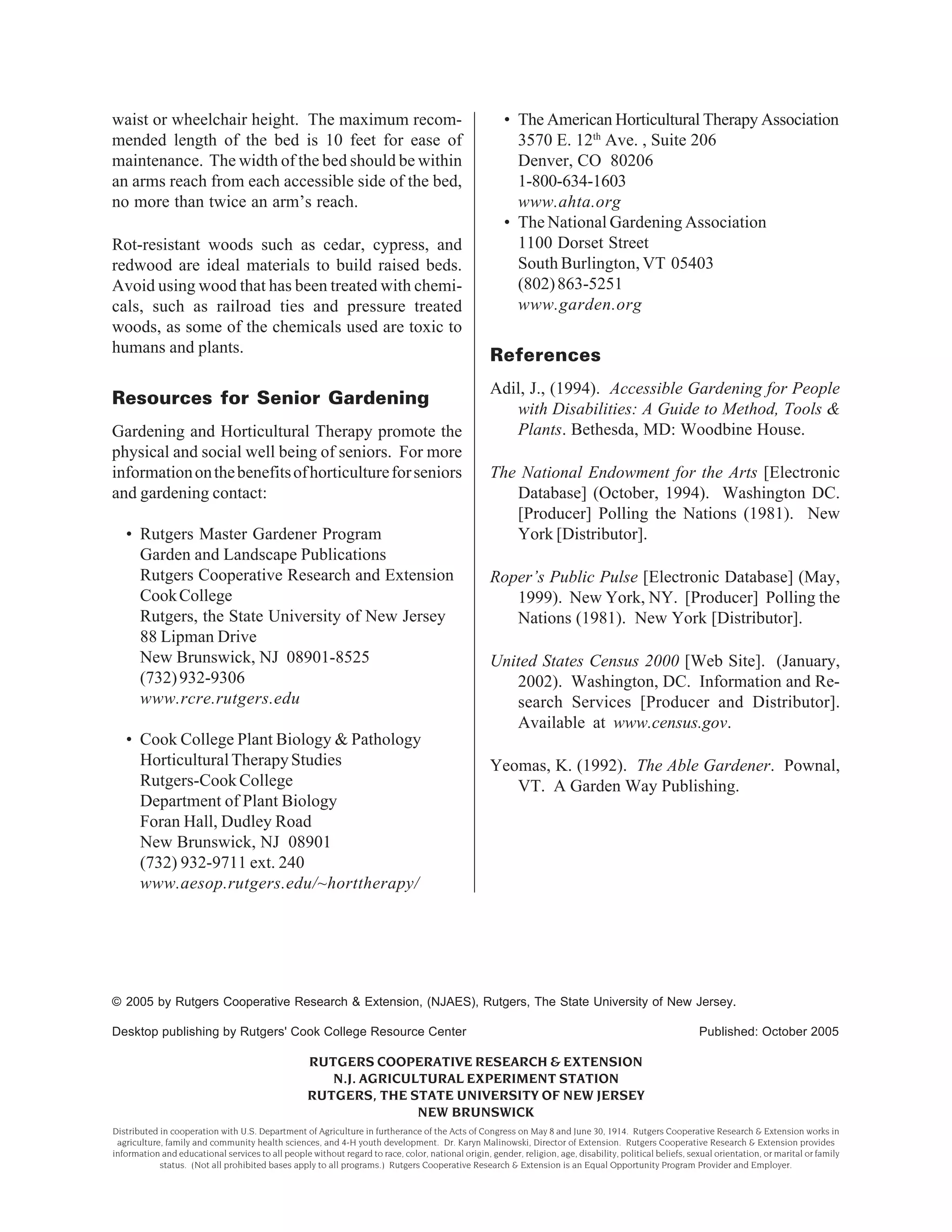 Gardening with Seniors ~ Rutgers Cook College | PDF