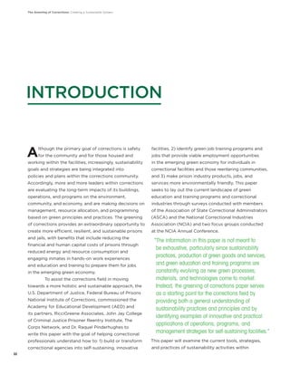 Greening of Corrections: Creating a Sustainable System | PDF