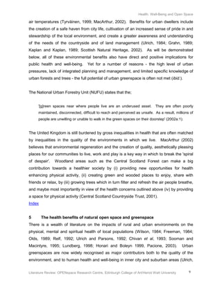 Health, Well-Being and Open Space: Literature Review | PDF
