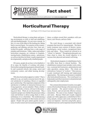 Horticultural Therapy Fact Sheet ~ Rutgers Cook College | PDF
