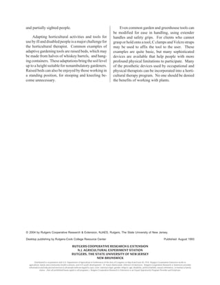 Horticultural Therapy Fact Sheet ~ Rutgers Cook College | PDF