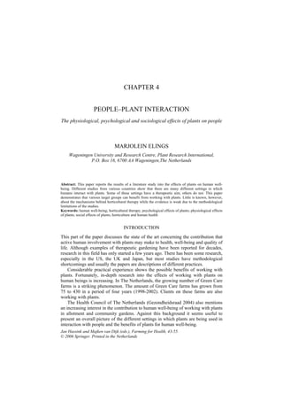 People-Plant Interaction: The Physiological, Psychological and ...