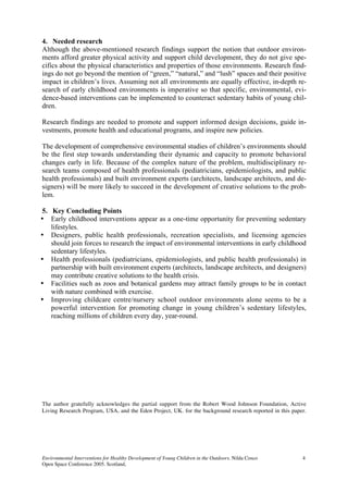 Environmental Interventions for Healthy Development of Young Children ...