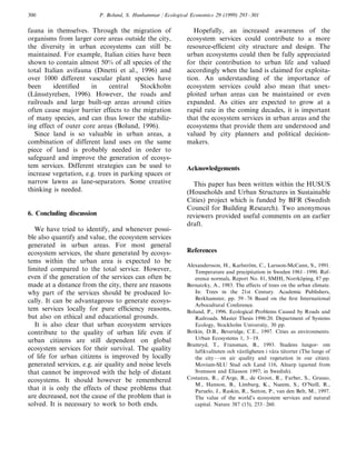 Ecosystem Services in Urban Areas | PDF