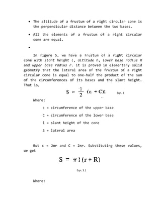 solid mensuration (solids with volume equals mean BH) | DOC