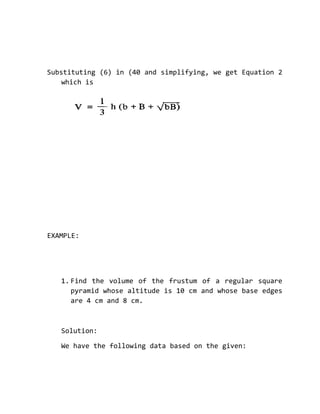 solid mensuration (solids with volume equals mean BH) | DOC