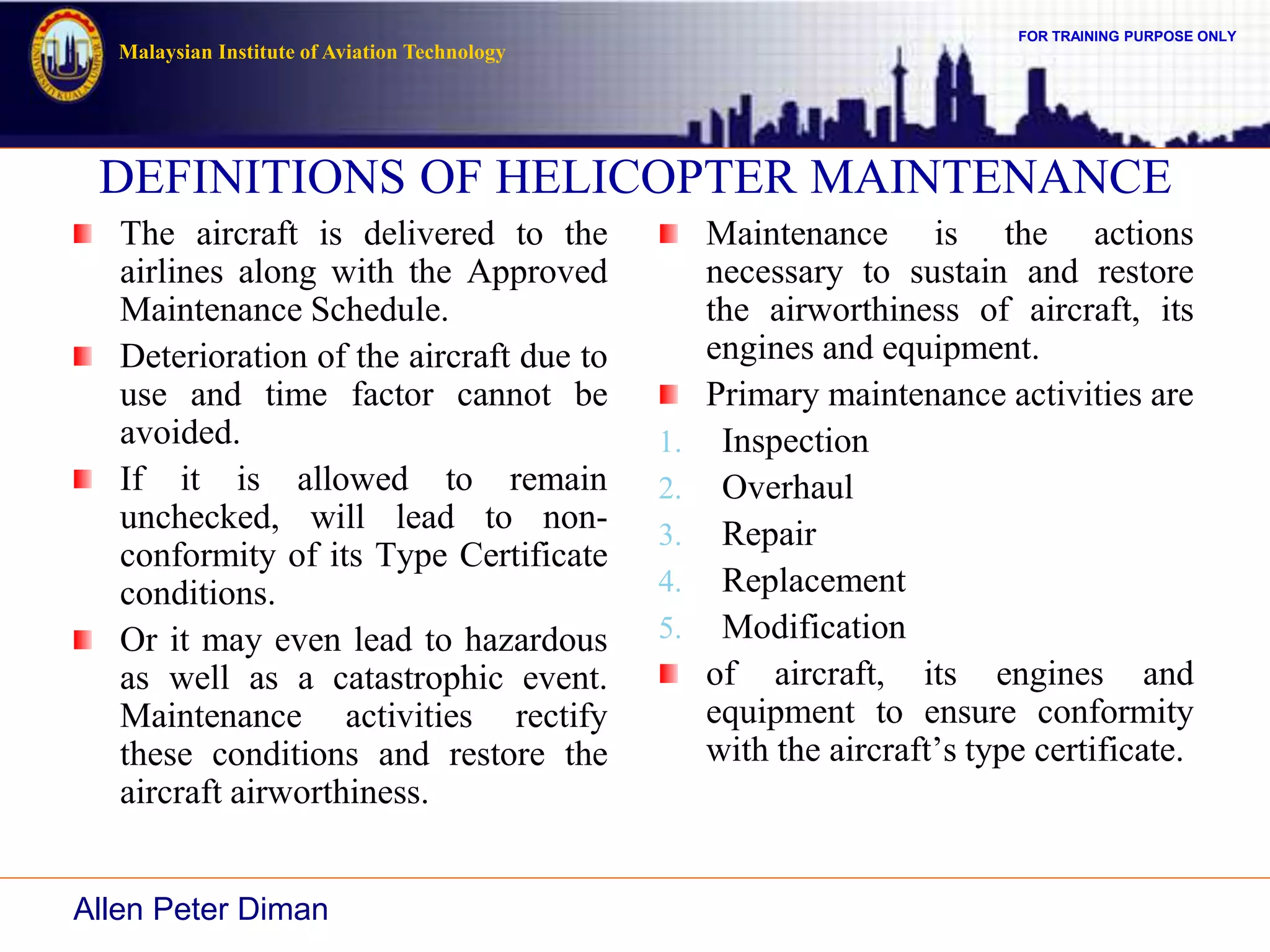 The concept and principles of helicopter maintenance | PPT