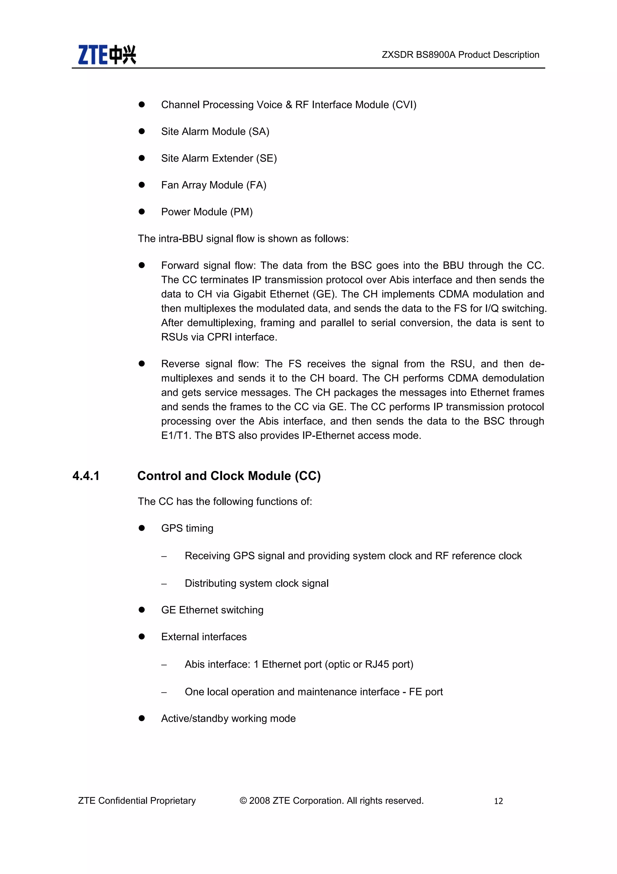 Zxsdr bs8900 a product description 20101026 | PDF