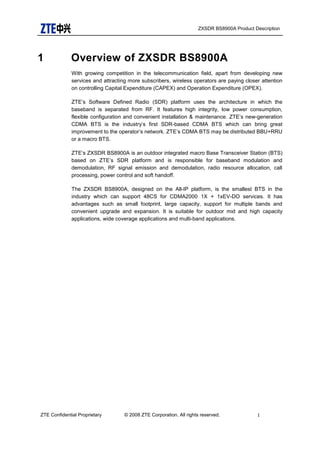 Zxsdr bs8900 a product description 20101026 | PDF