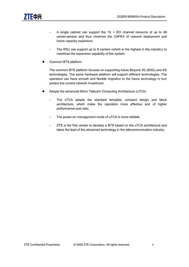 Zxsdr bs8900 a product description 20101026 | PDF