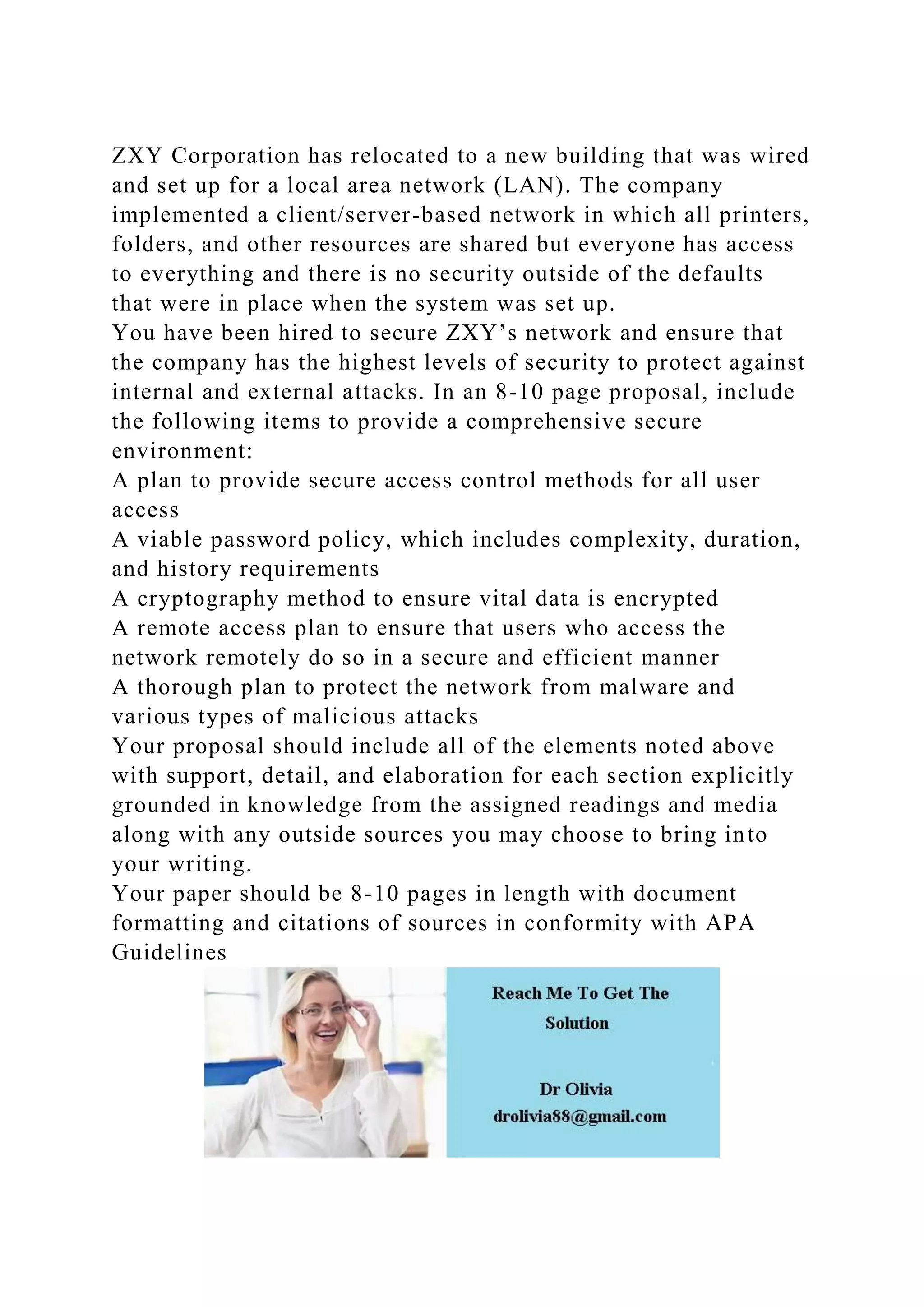 ZXY Corporation has relocated to a new building that was wired and s.docx