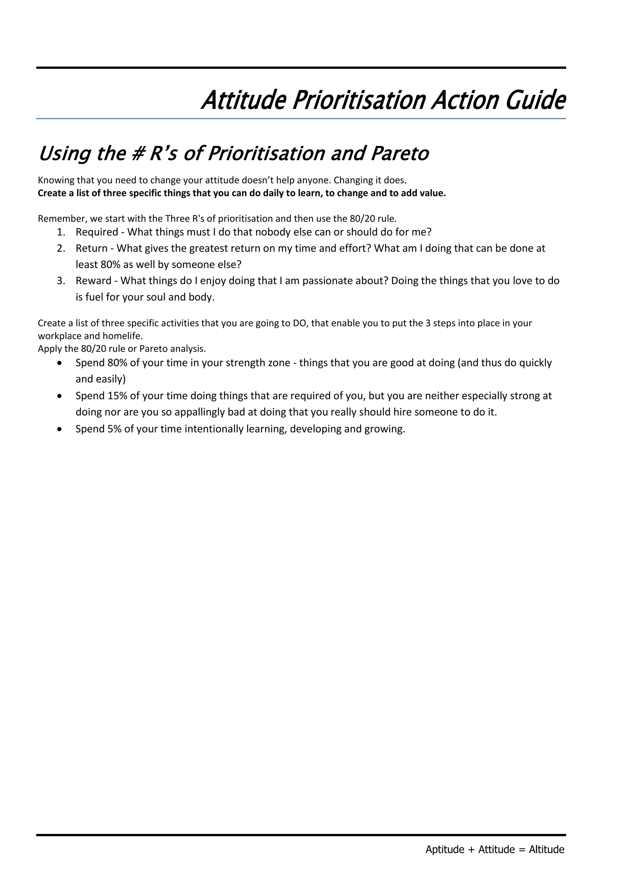 Aptitude plus attitude equals altitude session handout | PDF