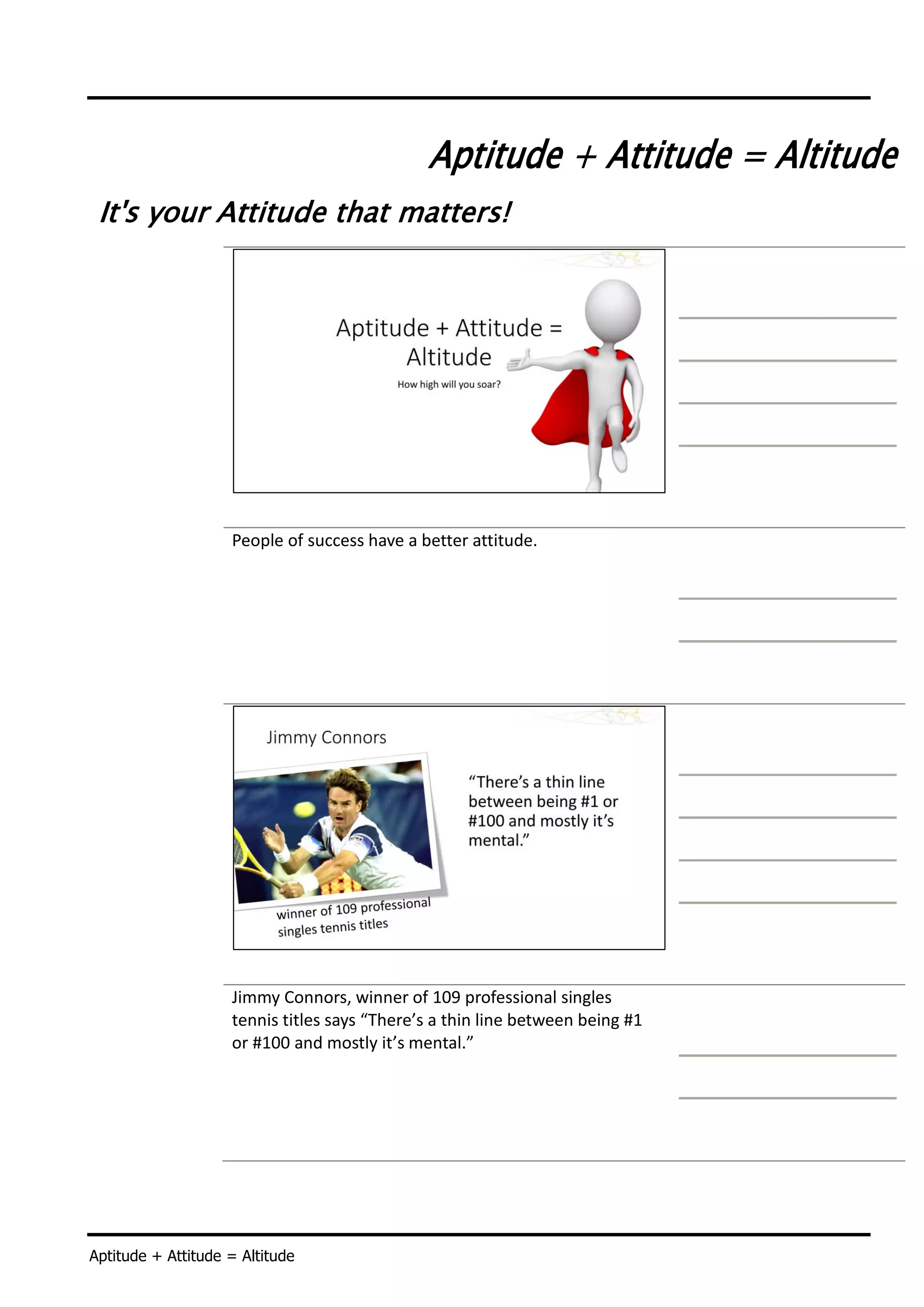 Aptitude plus attitude equals altitude session handout | PDF