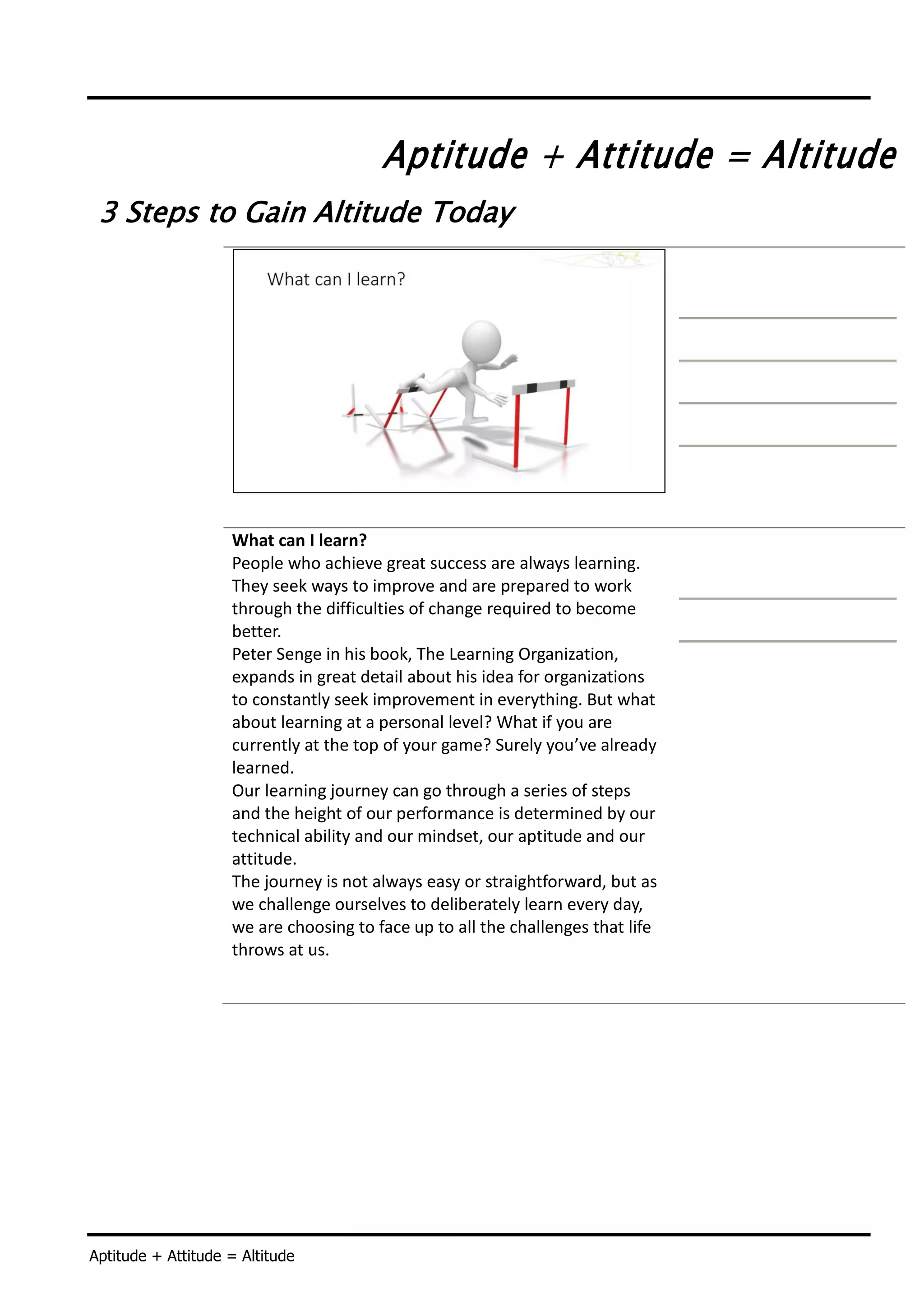 Aptitude plus attitude equals altitude session handout | PDF