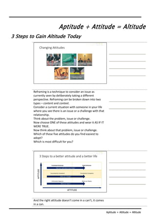 Aptitude plus attitude equals altitude session handout | PDF