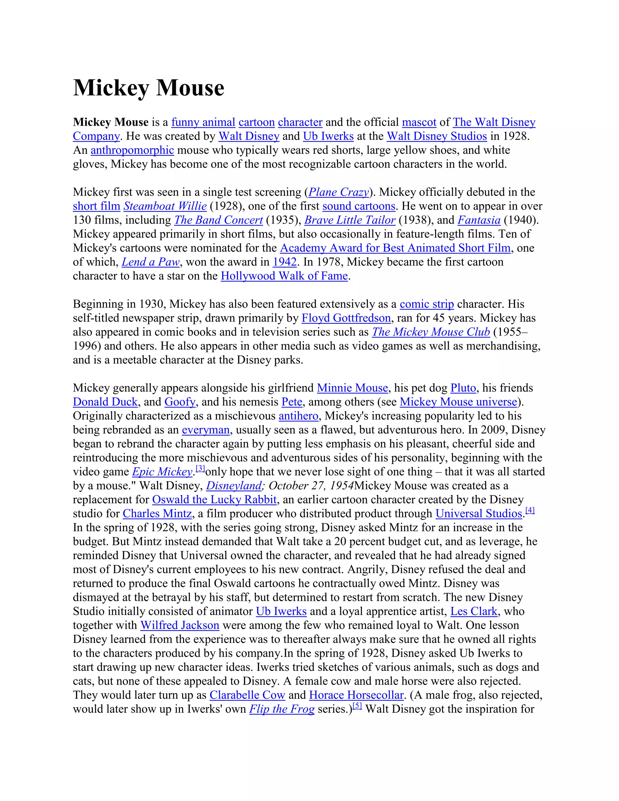 Mickey mouse topic | DOCX