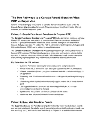 Canada Parent Sponsorship Guide for Indian Families | PDF