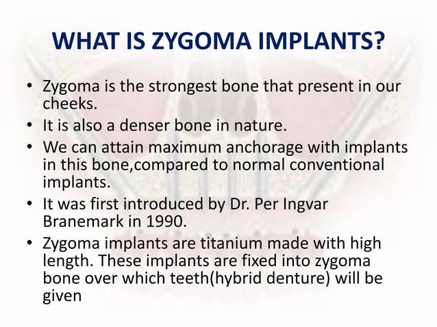 Zygomatic dental implant | PPTX | Bone and Joint Conditions | Diseases ...