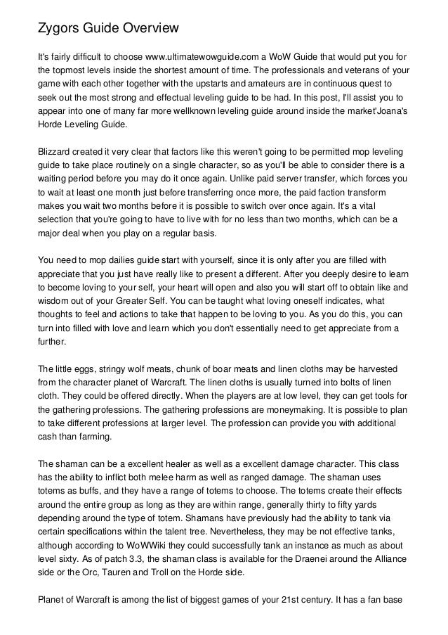 Zygors Guide Overview